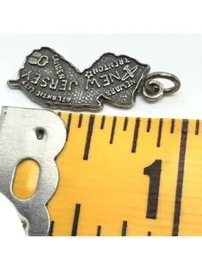 Jewelry | Sterling Silver New Jersey Vtg State Map Charm Pendant Travel ...